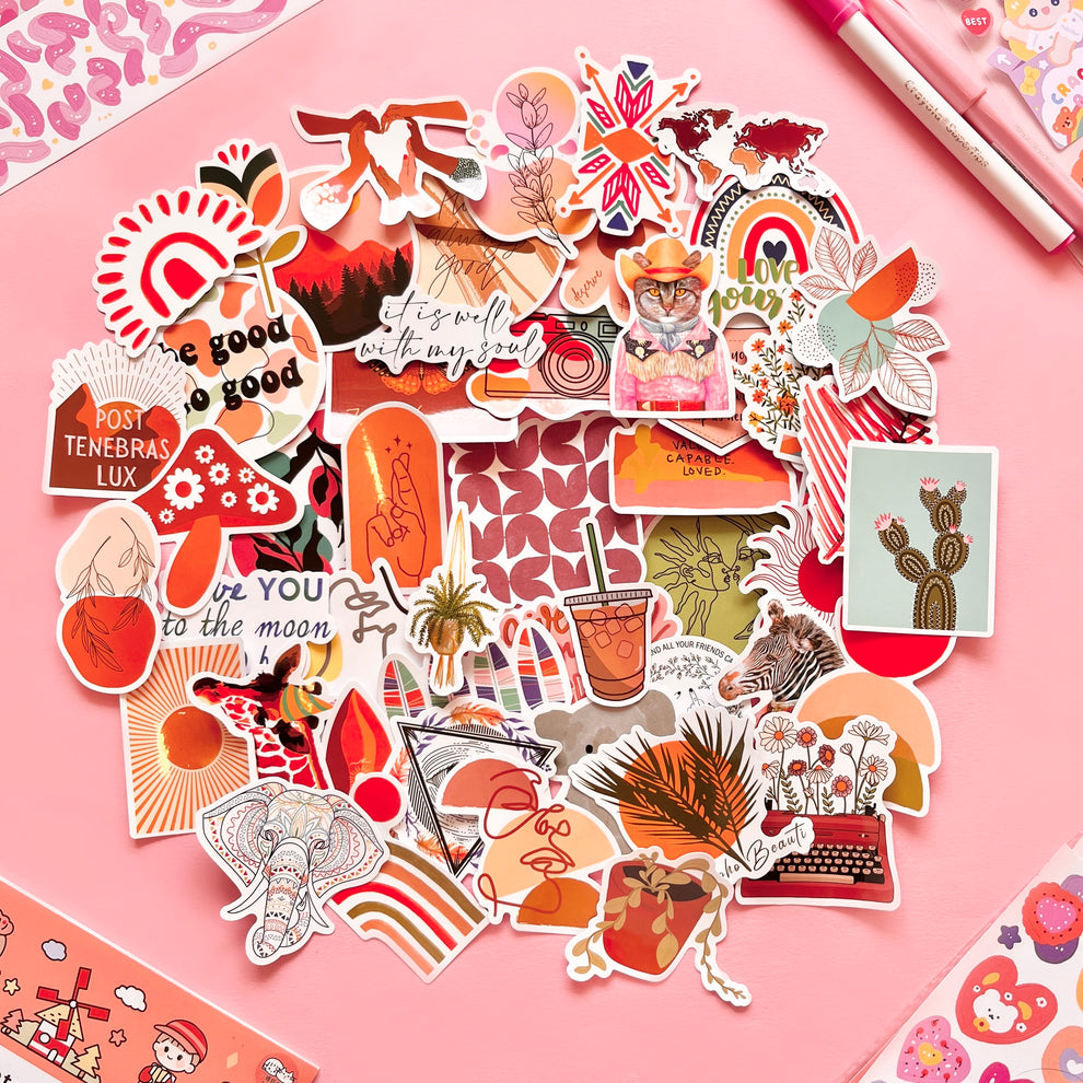 Set de Stickers – Mensajes & Boho Spirit (50 piezas) 🌿 – Happy Cliff