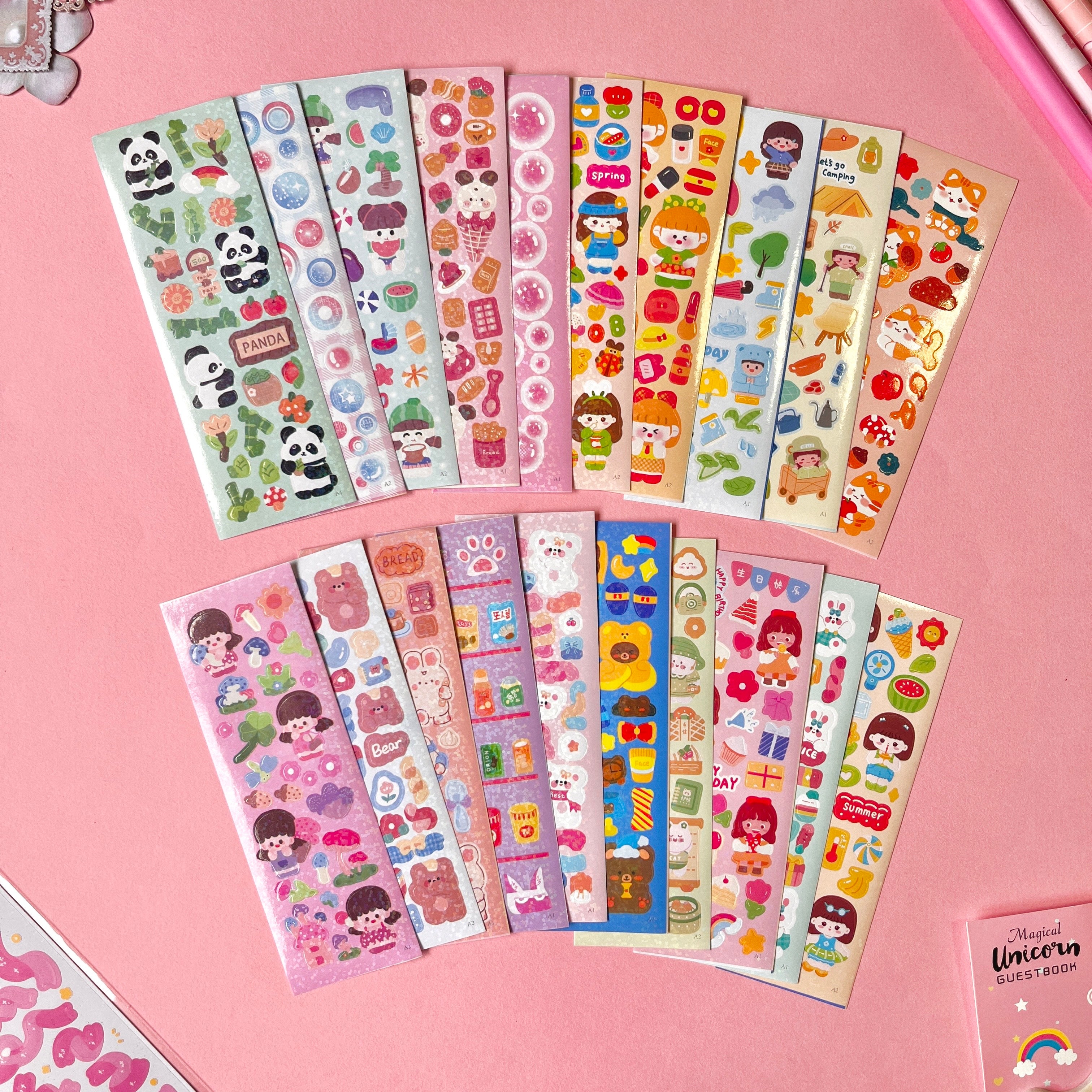 Set de Stickers B – Kawaii Collection (20 planchitas) 🎀 – Happy Cliff
